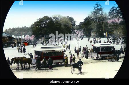Historical horse drawn bus carriage on display at Brooklands Museum in ...