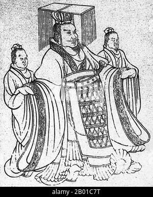 China: Emperor Wu of Han (7 June 156 - 29 March 87 BCE) with attendants ...