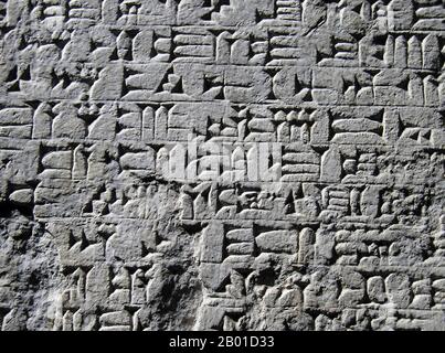 Cuneiform writing of the ancient Sumerian or Assyrian civilization ...