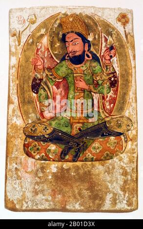 China: Panel from Dandan Oilik believed to represent the Hindu God ...