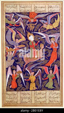 Iran/Persia: The ascent of the Prophet Muhammad to heaven on the ...