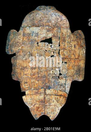 Oracle bone carved with characters. Late Shang Dynasty (13th century B ...