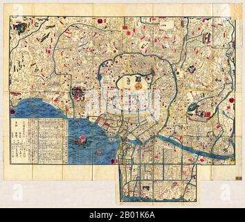 Japan: Map of Edo (detail of centre, top is due west), c. 1840. Edo (江戸 ...