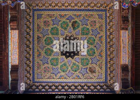Uzbekistan: A ceiling detail from the iwan or covered portico at Bolo ...