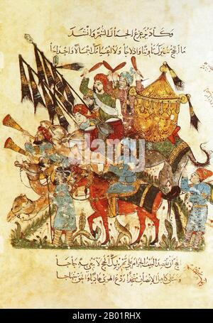 Middle East: An Arabic camel caravan of the Middle Ages. Illustration ...