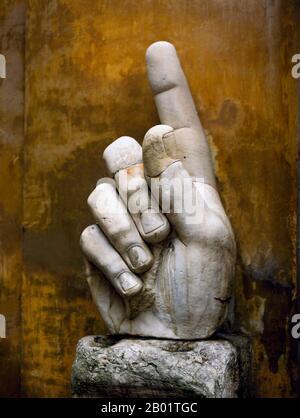 pointing finger Statue of the Emperor Constantine outside York Minster ...