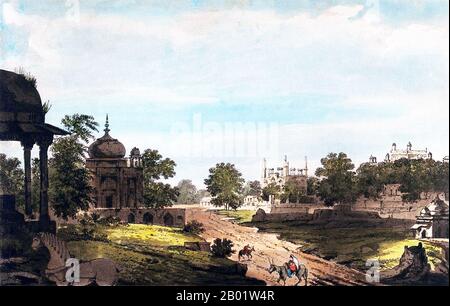Mughal Emperor Akbar (r. 1556-1605) holds a religious assembly in the ...