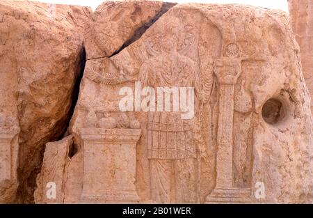 Syria: Bas-relief of the pre-Islamic Arabian Moon God Aglibol ...