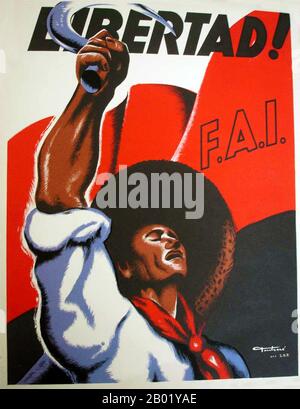 CNT Spanish anarchist propaganda poster, during the Spanish Civil War ...