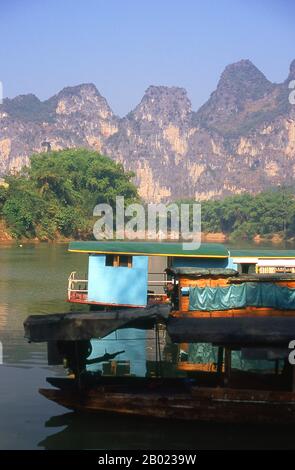China: Boats on the Zuo River (Zuo Jiang), Longrui Nature Reserve ...