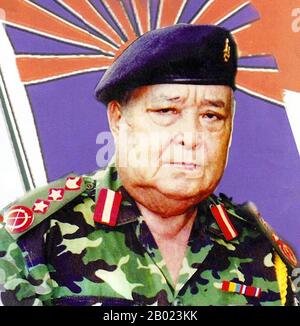 A Karen National Union (KNU) soldier seen on guard during the ceremony ...