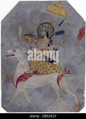 Durga Hindu Goddess Riding Tiger Stock Photo - Alamy