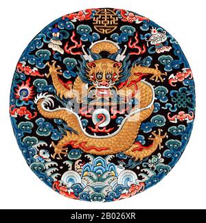 China: Dragon as a badge of rank. Dragon insignia roundel, silk and ...
