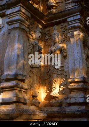 Thailand: Stucco thewada (angels) adorn the Maha Chedi (Great Chedi ...
