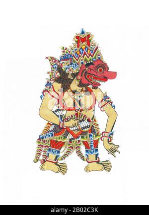 Shadow Puppet (Wayang Kulit) of Kumbakarna or Buto Raton, from the set ...
