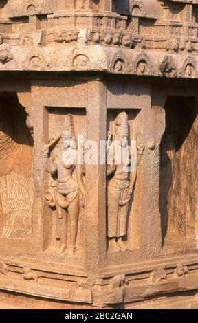 Pancha Rathas is an example of monolithic Indian rock-cut architecture. Dating from the late 7th ...