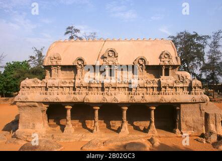 Pancha Rathas is an example of monolithic Indian rock-cut architecture. Dating from the late 7th ...