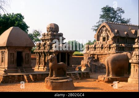 Pancha Rathas is an example of monolithic Indian rock-cut architecture. Dating from the late 7th ...