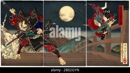 Samurai attacking. The Life Of Yoshitsune. Japan, c.1600-1650. Samurai ...