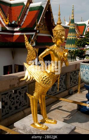 Mythical beasts at the King's Palace in Bangkok, Thailand. The Palace ...
