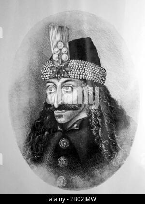 Painting of Dracula (Vlad the impaler) in his old residence, Medieval ...