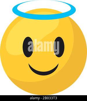 Innocent emoji face flat style icon design, Cartoon expression cute ...