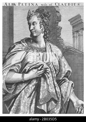 Aelia Paetina, wife of Claudius, Emperor of Rome. Line engraving, 16 ...