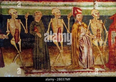 Death dance, frescoes from 1490 by Johannes from Kastav, church of the Holy Trinity, Hrastovlje ...