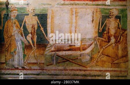 Death dance, frescoes from 1490 by Johannes from Kastav, church of the Holy Trinity, Hrastovlje ...