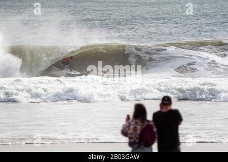 Portuguese surfer Nic Von Rupp and French surfer Clement Roseyro on the ...