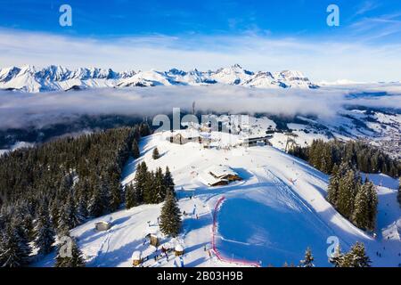 Ski station in Megeve (Megève) in Haute Savoie in French Alps of France ...