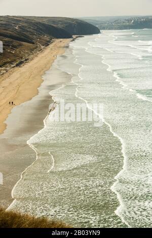 Ligger Point and Perran Beach, Perranporth, Cornwall. Perran Beach ...