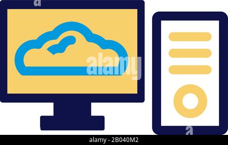 cloud computing with computer lineal color style Stock Vector Image & Art - Alamy