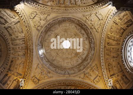 Detail of the ceiling decoration in the Great Hall at Knightshayes ...