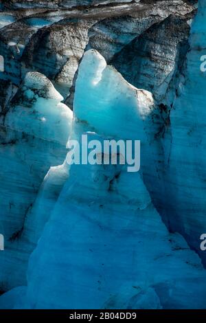 View of crevasses at the glacier face of Lamplugh Glacier in Johns ...