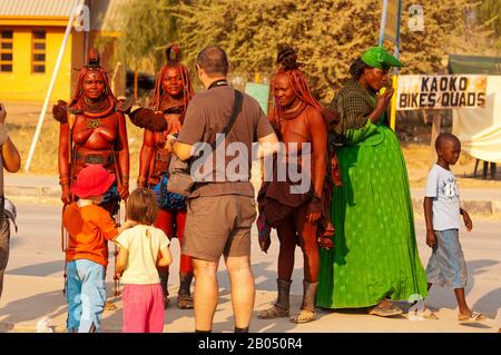 Himba Tribe Woman With Ornaments On The Neck, In The Village Of Himba ...