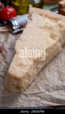 One piece of authentic Parmigiano-Reggiano or Parmesan Italian hard ...