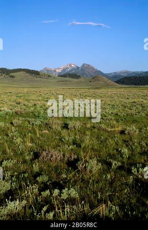 USA, Montana, Red Rock Lakes National Wildlife Refuge, Sunset reddens ...