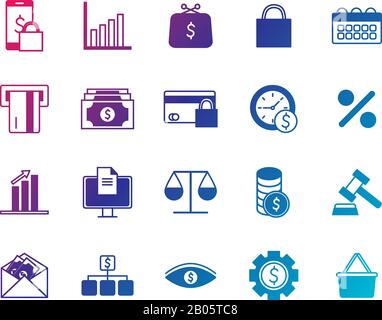 Isolated bills gradient line style icon vector design Stock Vector ...