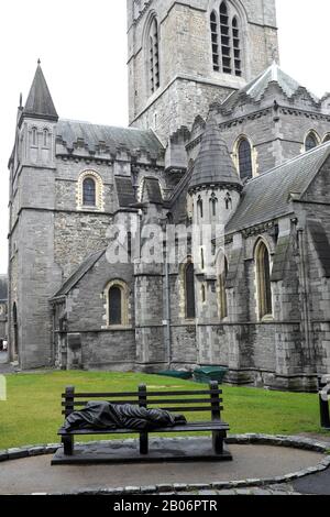 Homeless Sculpture Outside Christ Church Cathedral Dublin Ireland Stock ...