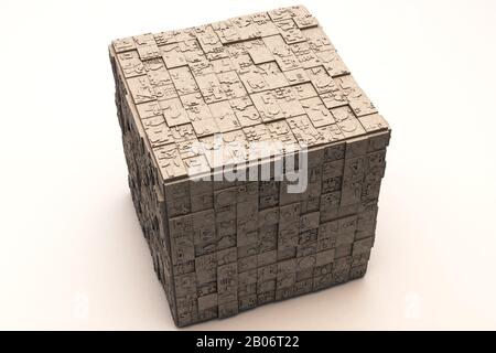 Mysterious Greeble Cube 3D Illustration Stock Photo - Alamy