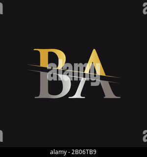 creative Letter BA logo design elements. simple letter BA letter logo ...