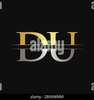 Initial DU Letter Logo Design Vector Template With Black Color. DU Logo ...