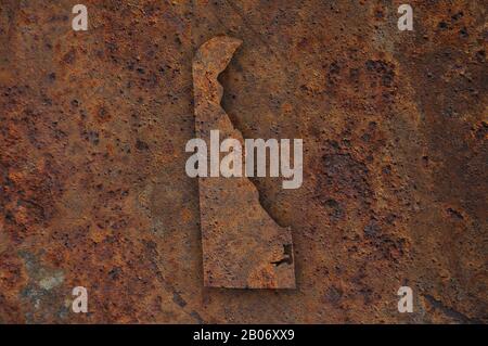 Map of Delaware on rusty metal Stock Photo - Alamy