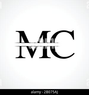 MC m c letter design logo logotype concept with serif font and elegant ...