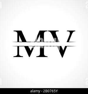 Initial MV letter Logo Design vector Template. Gold and Silver Letter ...