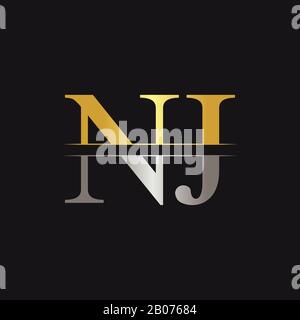 Initial Monogram Letter NJ Logo Design Vector Template. NJ Letter Logo ...