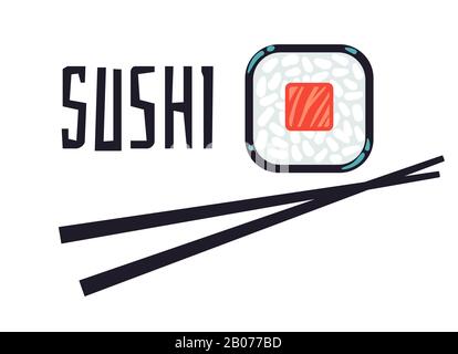 Sushi logo template for Japanese food cafe with salmon sushi Stock ...