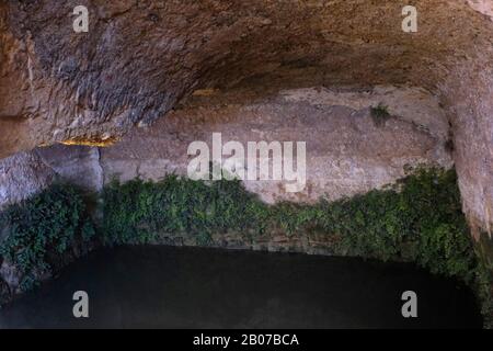 Rock cut Mikveh Jewish ritual purification bath from the second temple ...