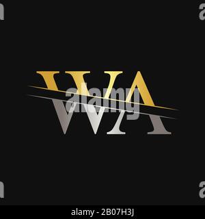 Initial WA letter linked logo vector template. Swoosh letter WA logo ...